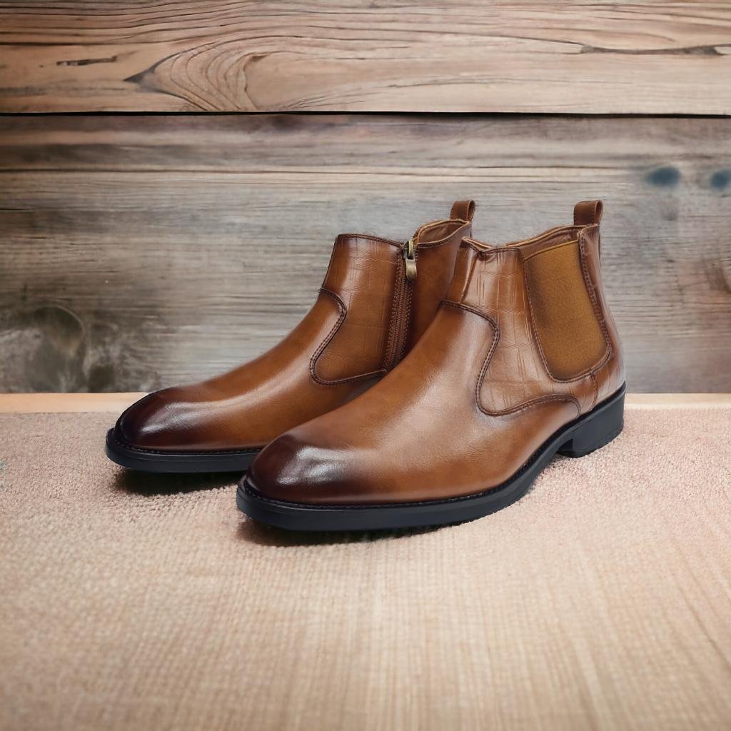 MENS BOOT LEATHER SHOES – (R6555) - TOP QATAR SHOP